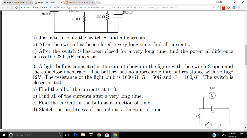 Solved E Physics 158 Home-201 × / assign3.582k13.pdf × e | Chegg.com