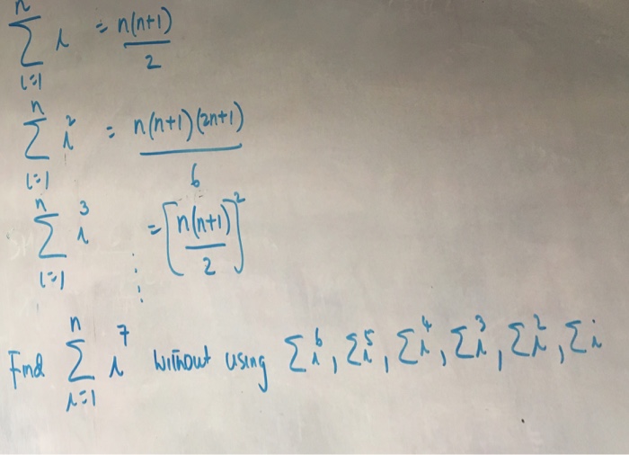 Solved Sigma^n_i = 1 i^2 = n(n +1) (2n + 1)/6 Sigma^n_i=1 | Chegg.com