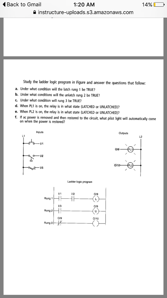 Solved Study the ladder logic program in Figure and answer | Chegg.com