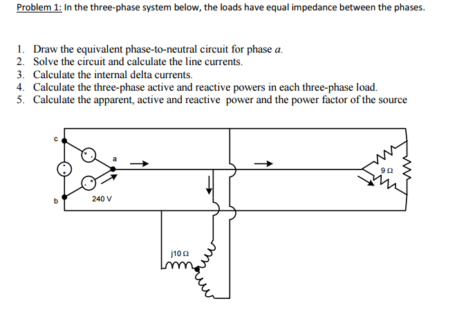Solved Problem 1: In the three-phase system below, the loads | Chegg.com