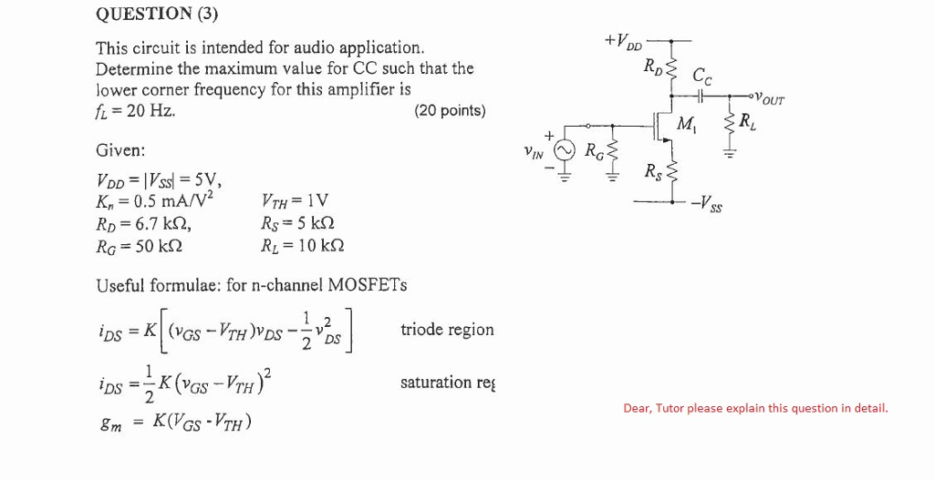 Solved This circuit is intended for audio application. | Chegg.com