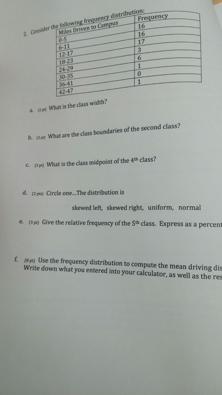 Solved Consider the following frequency distribution: What | Chegg.com