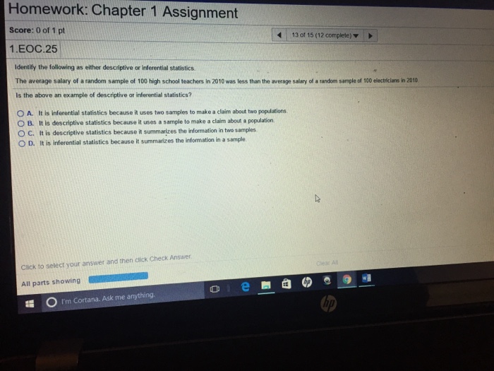 Solved Identify the following as either descriptive or | Chegg.com