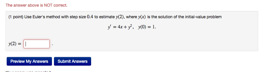 Solved The answer above is NOT correct. (1 point) Use | Chegg.com Solved The answer above is NOT correct. (1 point) Use | Chegg.com