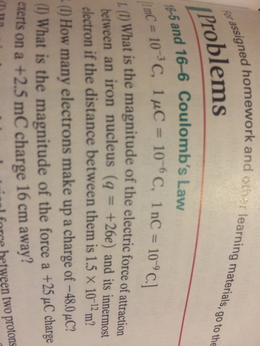 Solved What Is Che Magnitude Of The Electric Force Of