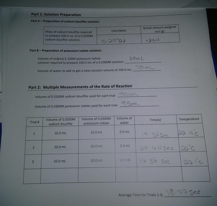 Solved Part 1: Solution Preparation Part A - Preparation of | Chegg.com