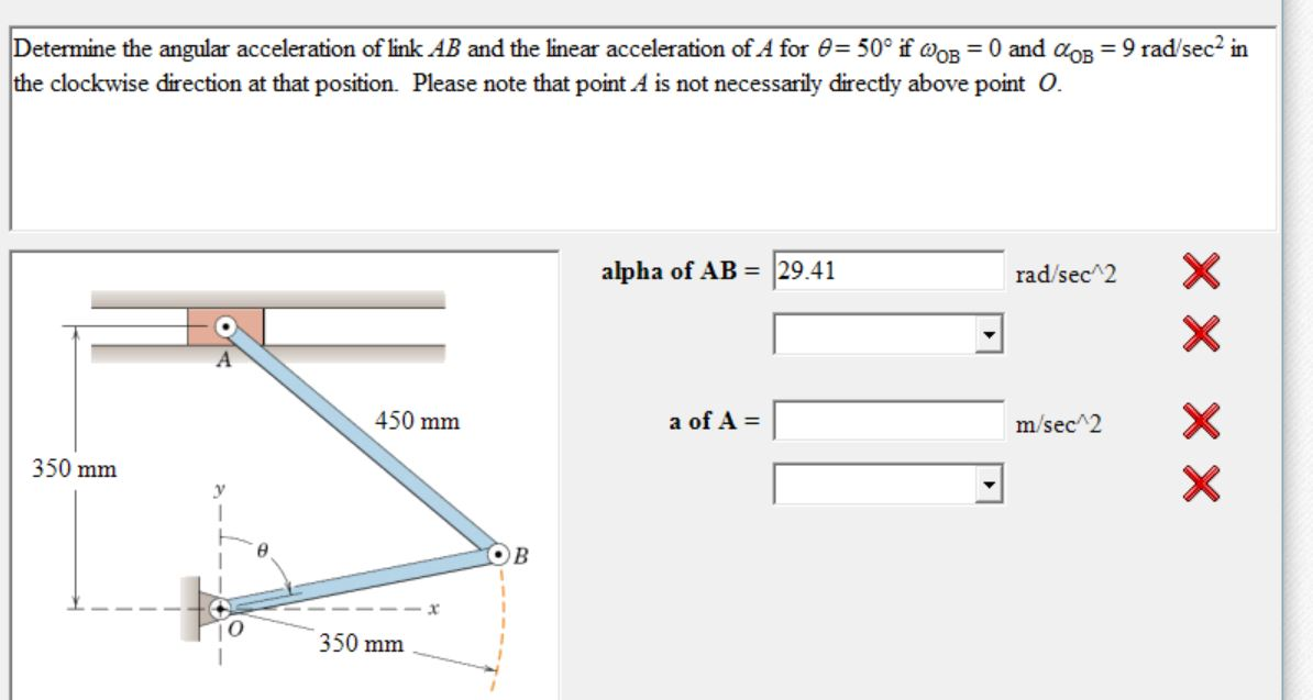 Solved Determine the angular acceleration of link AB and the | Chegg.com