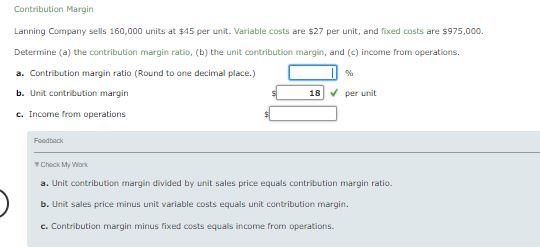 Solved Contribution Margin Lanning Company sells 160,000 | Chegg.com