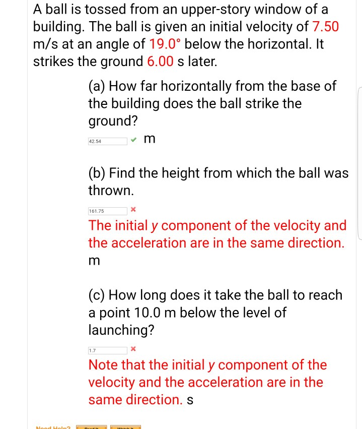 Solved A ball is tossed from an upper-story window of a | Chegg.com