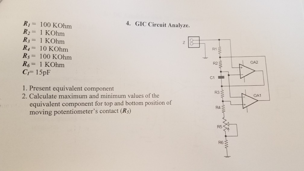Solved R1 100 KOhm R2 1 KOhm R3 1 KOhm R4 10 KOhm Rs 100 | Chegg.com
