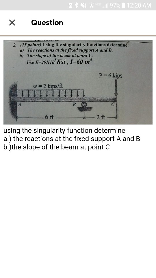 Solved using the singularity function determine a.) the | Chegg.com