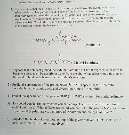 Solved point, hazards; deuterochloroform- hazards 1) If you | Chegg.com