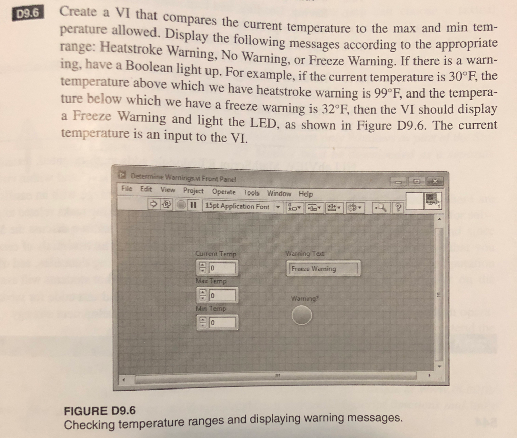 D9.6 Create a VI that compares the current | Chegg.com