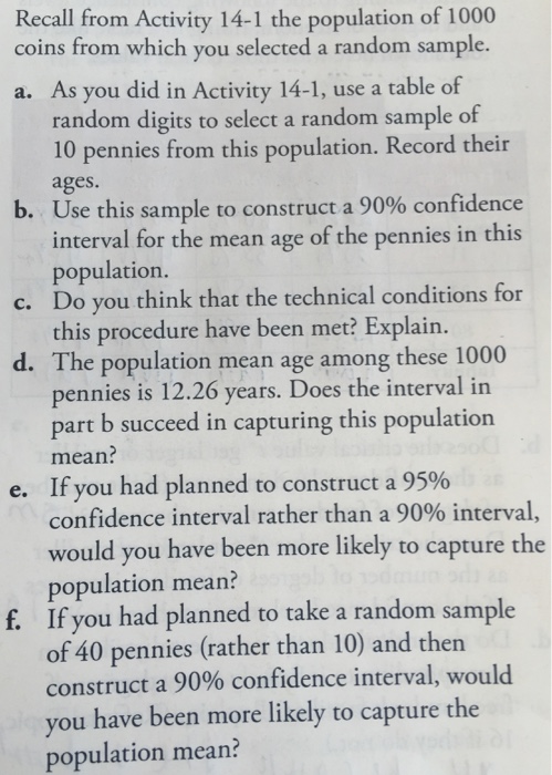 Recall from Activity 14-1 the population of 1000 | Chegg.com