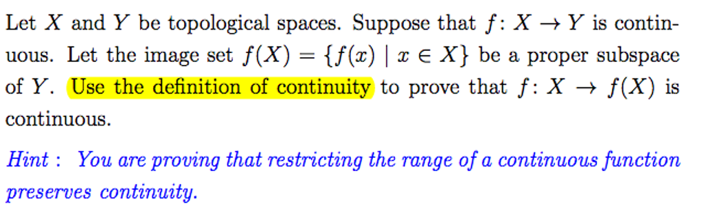 Solved Let X and Y be topological spaces. Suppose that f: X | Chegg.com