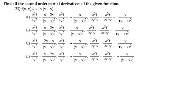 Find all the second order partial derivatives of the | Chegg.com