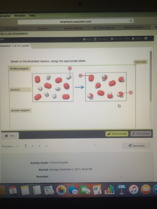 Solved kmarks Window Help PRE-CLASS ASSIGNMENT Question 1 of | Chegg.com