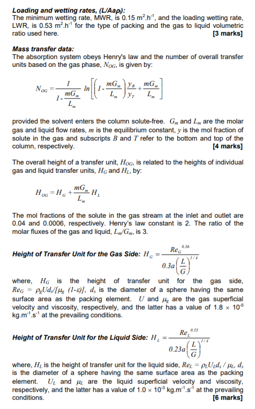 6 (a) Discuss flooding, loading and wetting phenomena | Chegg.com