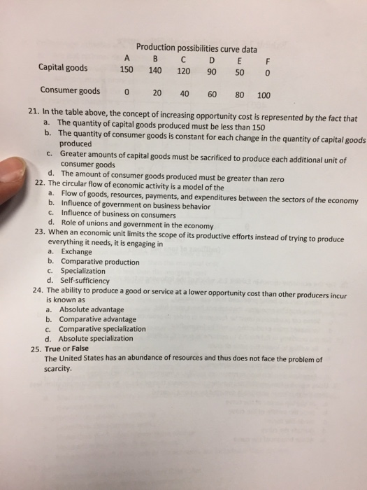 Solved In the table above, the concept of increasing | Chegg.com
