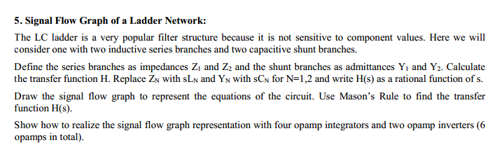 5. Signal Flow Graph of a Ladder Network: The LC | Chegg.com