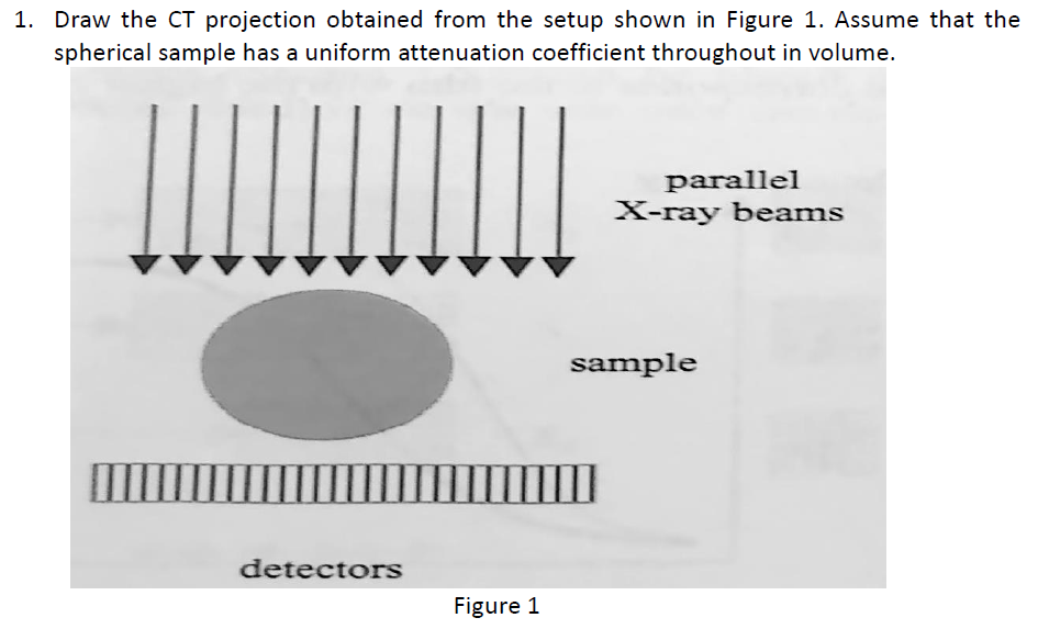 Solved 1. Draw the CT projection obtained from the setup | Chegg.com