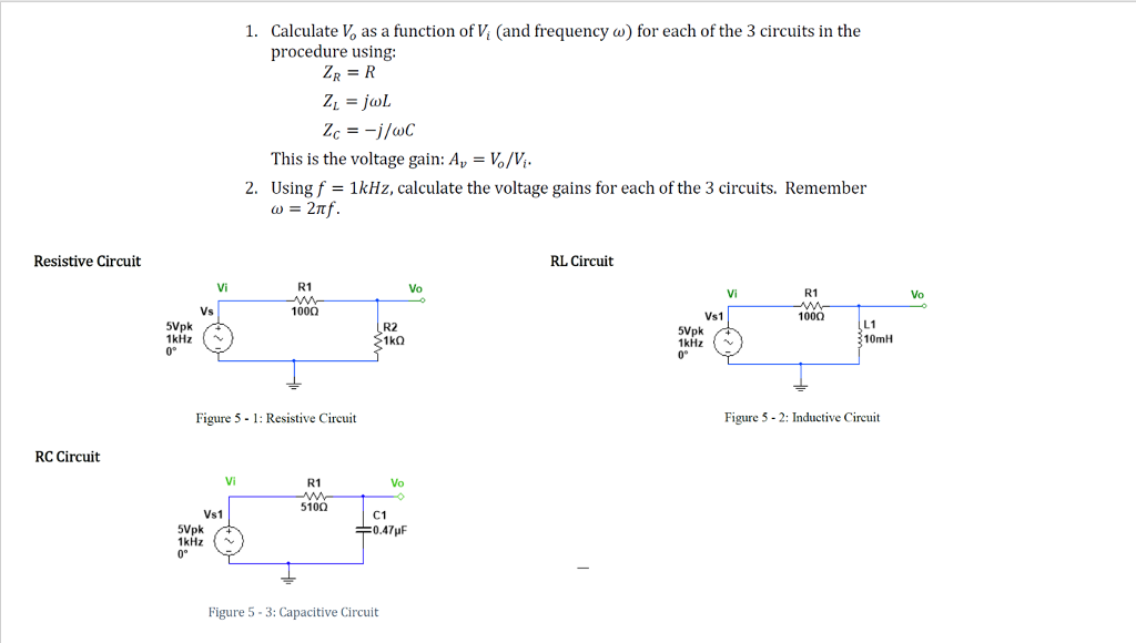 Solved 1. Calculate Vo as a function of Vi (and frequency w) | Chegg.com
