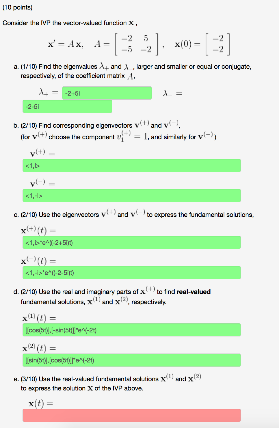 Solved 10 Points Consider The Ivp The Vector Valued