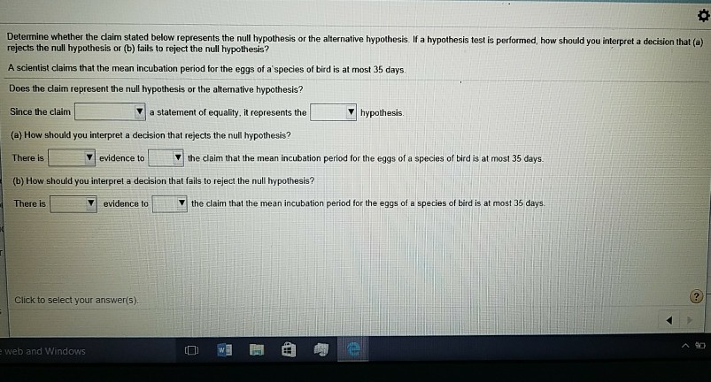 Solved Determine whether the claim stated below represents | Chegg.com