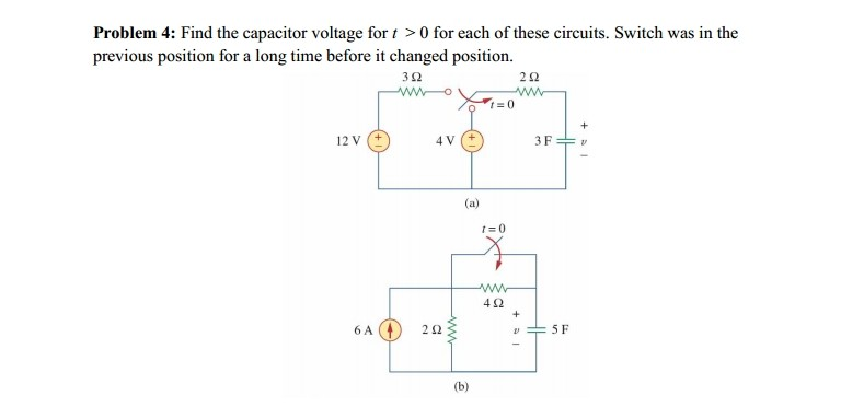 Solved Find the capacitor voltage for t > 0 for each of | Chegg.com
