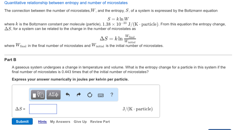 Solved Quantitative relationship between entropy and number | Chegg.com