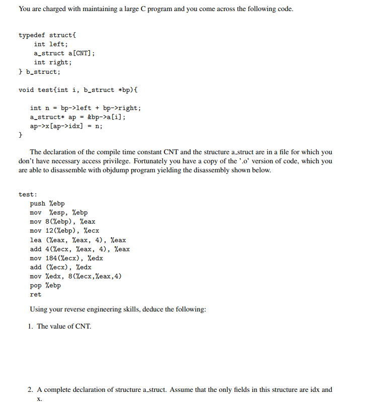 You are charged with maintaining a large C program | Chegg.com