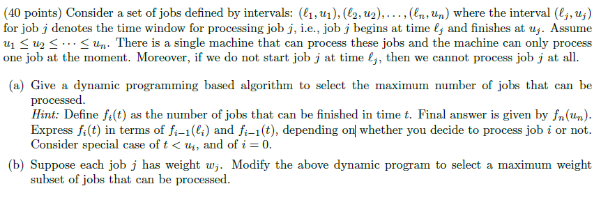 (40 points) Consider a set of jobs defined by | Chegg.com
