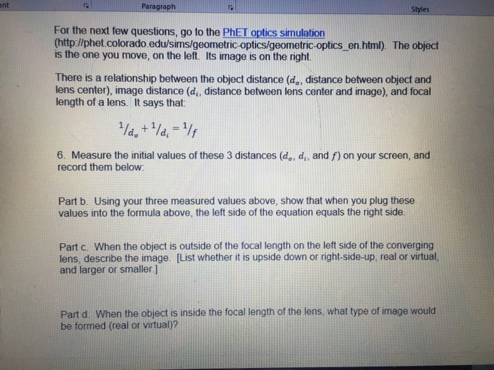 Solved The object is the one you move, on the left Its image | Chegg.com