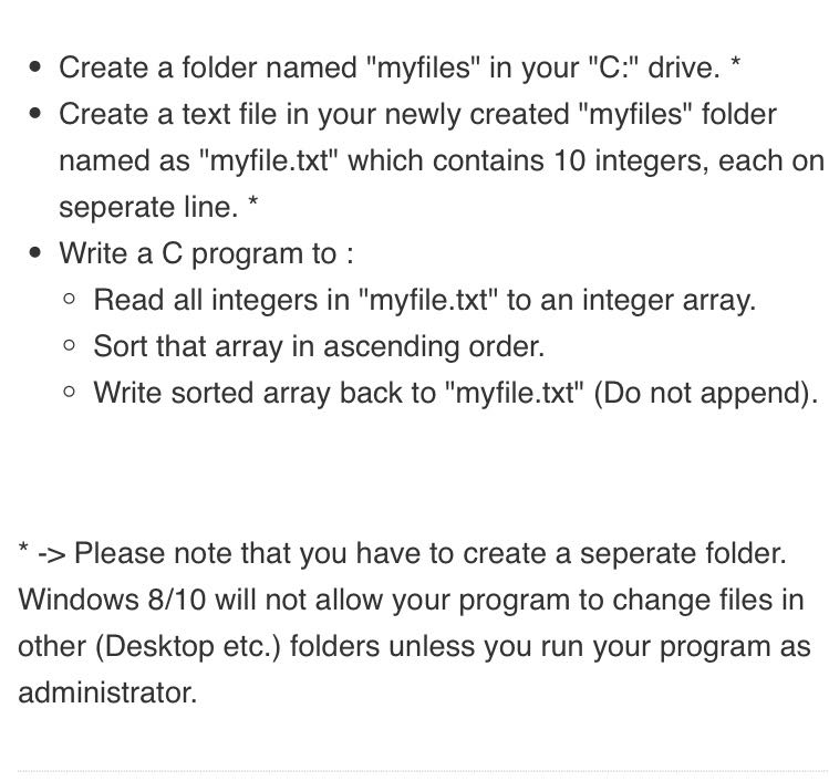 Solved • Create a folder named "myfiles" in your "C:" drive. | Chegg.com