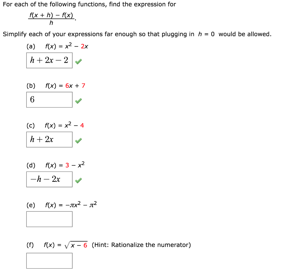 Solved For each of the following function, find the | Chegg.com