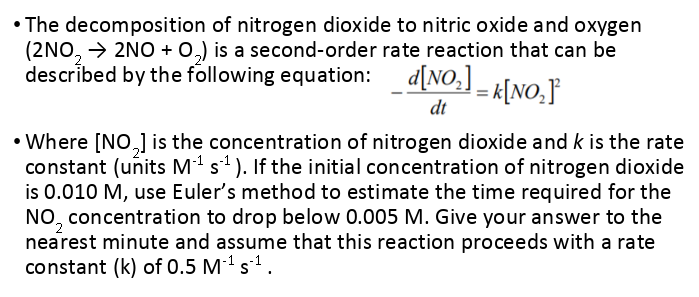 Solved The decomposition of nitrogen dioxide to nitric oxide | Chegg.com