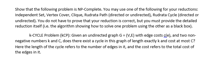 Show that the following problem is NP-Complete. You | Chegg.com