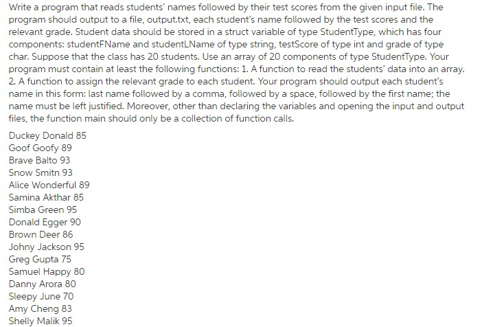 Solved Write a program that reads students' names followed | Chegg.com