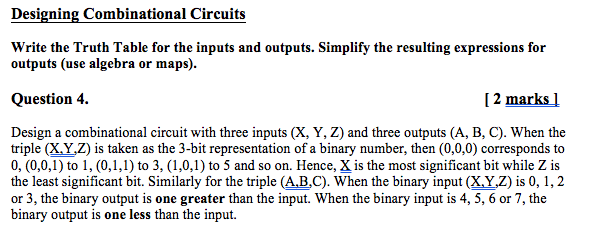 Solved Designing Combinational Circuits Write the Truth | Chegg.com
