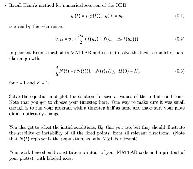 Solved . Recall Heun's method for numerical solution of the | Chegg.com