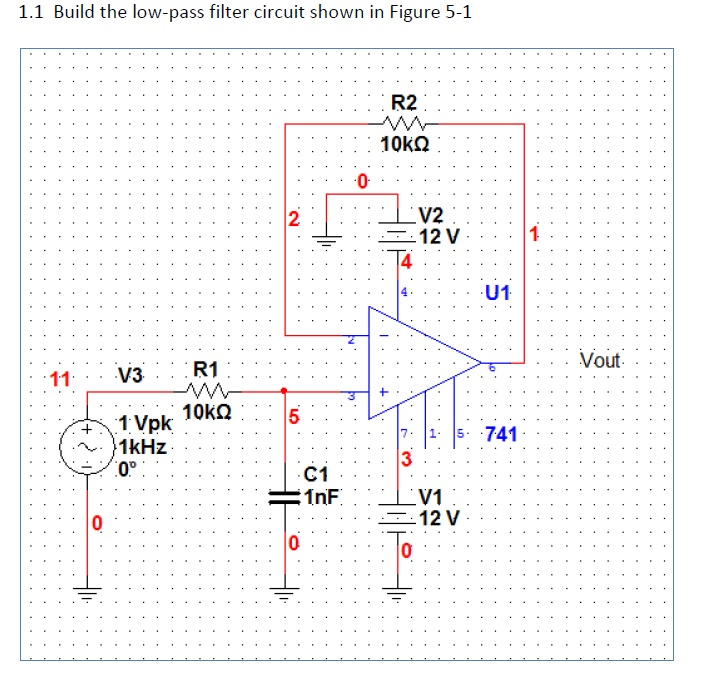 Solved 1.1 Build the low-pass filter circuit shown in Figure | Chegg.com