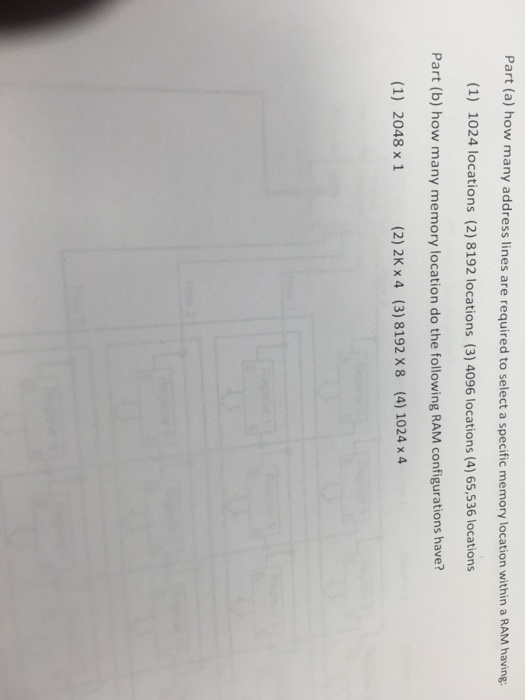 Solved Part How Many Address Lines Are Required To Select A 