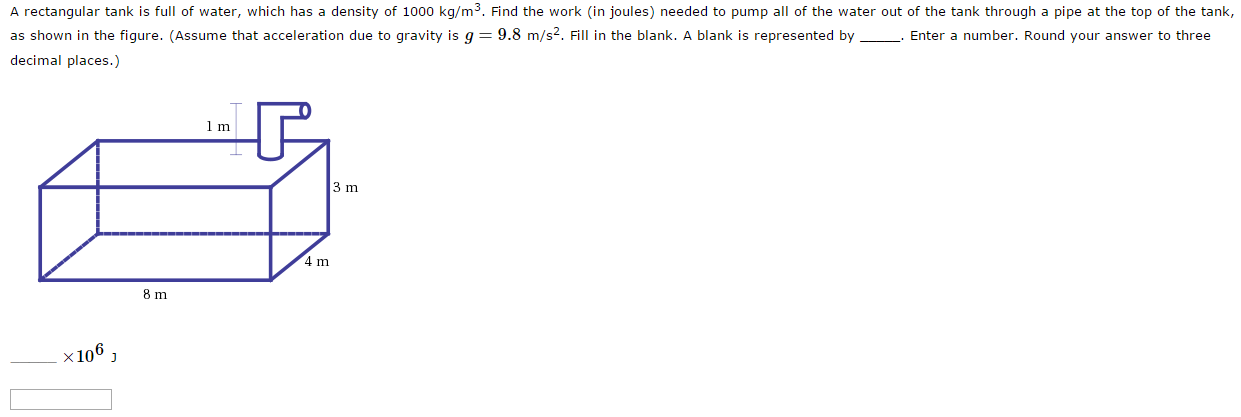 Solved A rectangular tank is full of water, which has a | Chegg.com