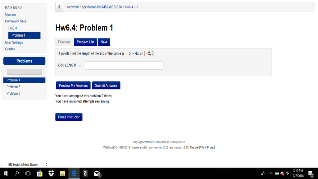 Solved webwork/spr18anandim1452s002s006/ hw6.4/1 MAIN MENU | Chegg.com