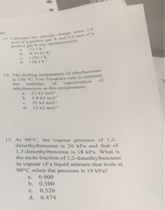 Solved Calculate the entropy change when 2.0 mol of a | Chegg.com