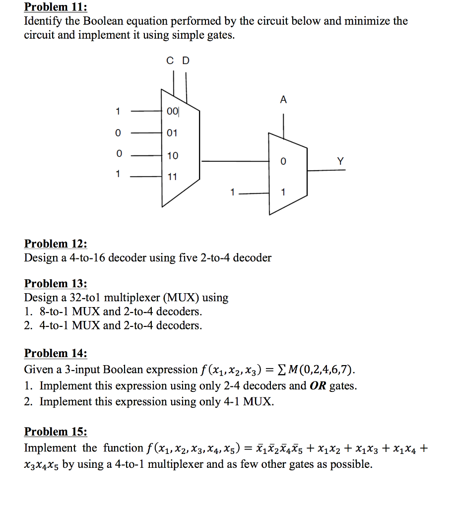 Solved Problem 1 Simplify The Following Equations Using 1568