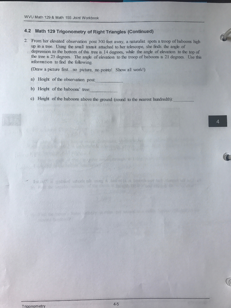 Solved WVu Math 129 & Math 155 Joint Workbook 4.2 Math 129 | Chegg.com