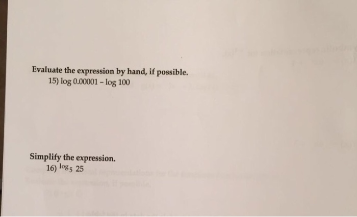 Solved Evaluate the expression by hand, if possible. log | Chegg.com