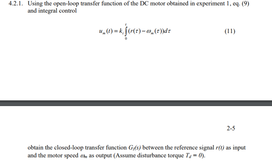 Solved Using the open-loop transfer function of the DC motor | Chegg.com