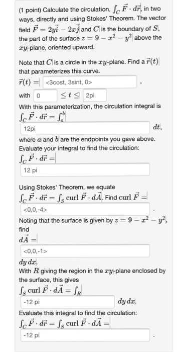 Solved Calculate the circulation, integral_c F middot dr. in | Chegg.com